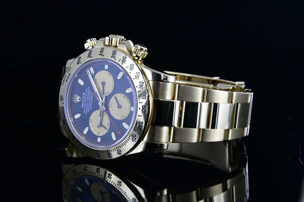 Rolex Daytona 18k Yellow Gold Black Dial Champagne Subdials 116528 ...